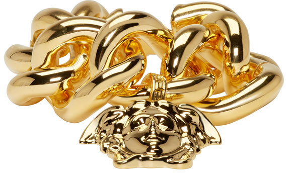 Versace: Bracelet doré à chaîne épaisse Medusa | SSENSE France