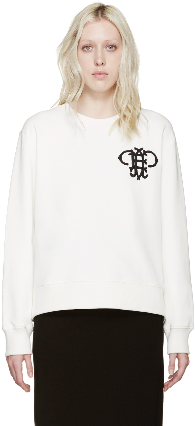 PUCCI: White Embroidered Logo Sweatshirt | SSENSE