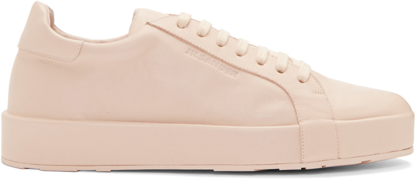Jil Sander: Pink Leather Miro Sneakers | SSENSE UK