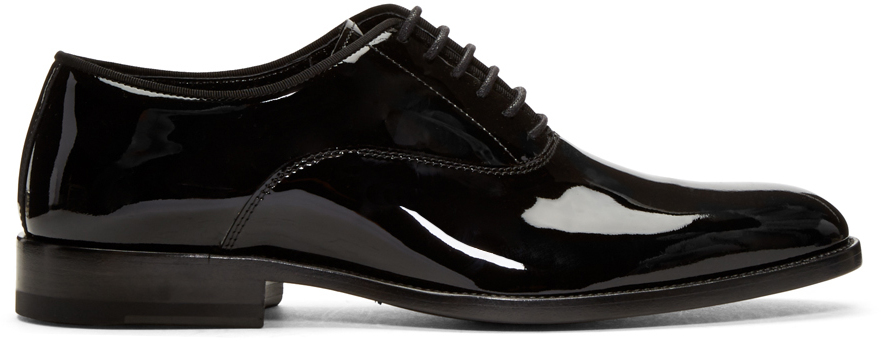 Saint Laurent: Black Patent Leather Dylan Oxfords | SSENSE 대한민국 Saint Laurent: Black Patent Leather Dylan Oxfords | SSENSE 대한민국