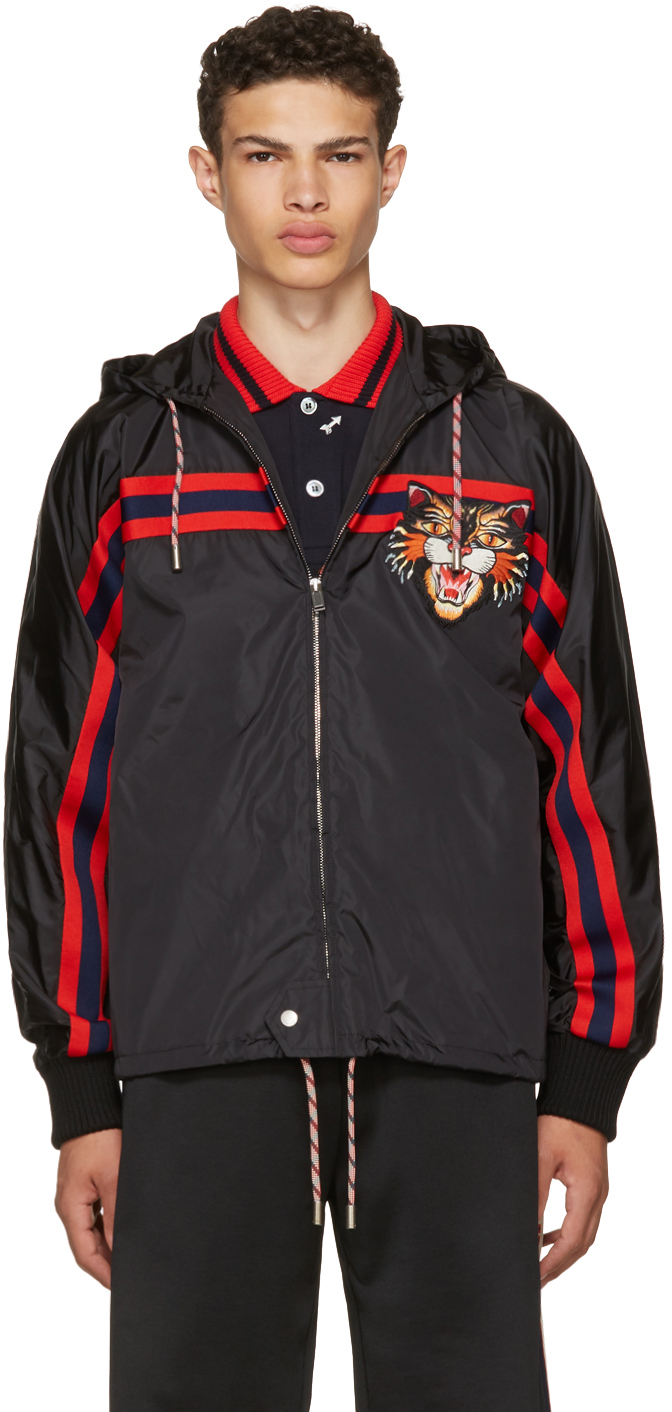 Gucci: Black Angry Cat Windbreaker Jacket | SSENSE UK
