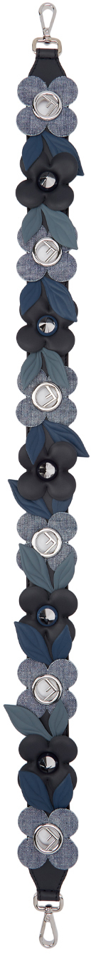 Fendi Blue Denim Logo Flower Strap You Bag Strap SSENSE Canada fendi-blue-denim-logo-flower-strap-you-bag-strap-ssense-canada