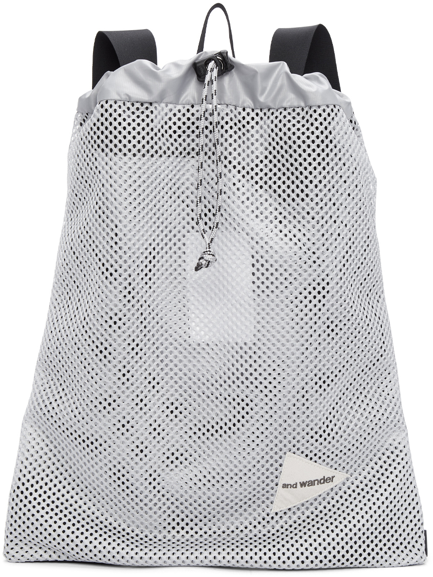 and wander: Grey Mesh Backpack | SSENSE