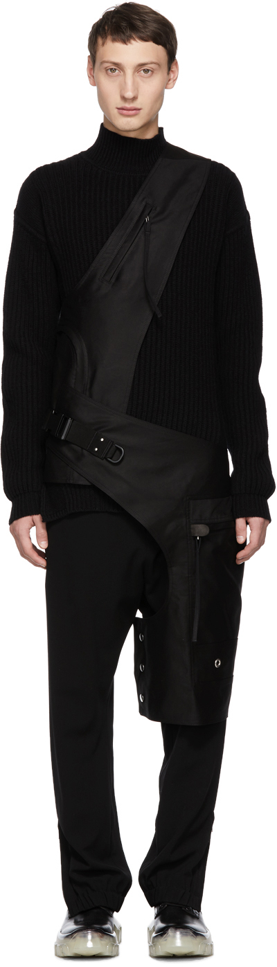 Rick Owens: Black Cross Cargo Chap Vest | SSENSE