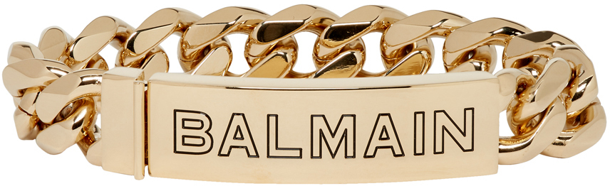 Balmain: Gold Logo Chain Bracelet | SSENSE