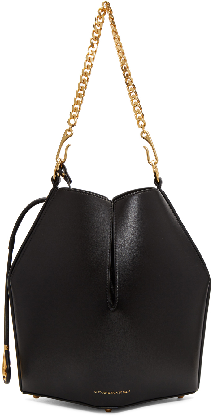 Alexander McQueen: Black Chain Bucket Bag | SSENSE UK