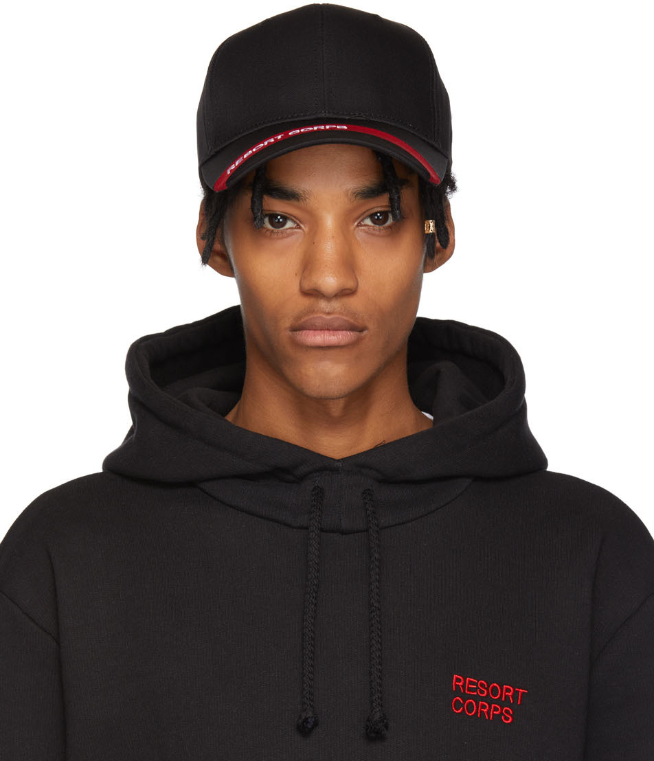 Resort Corps: Black & Red Patrol Cap | SSENSE Canada