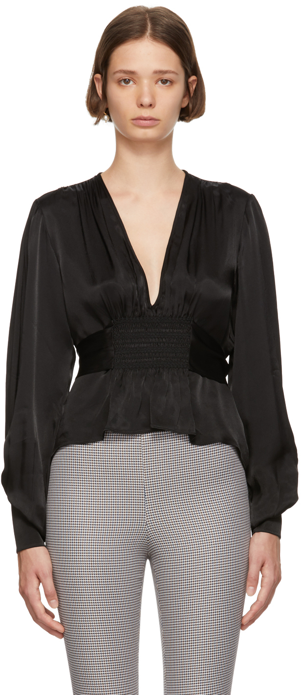 Alexachung: Black Evening Smock Blouse | SSENSE