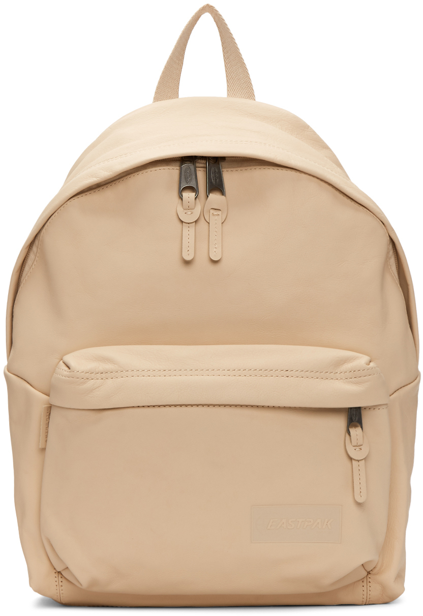 Eastpak: Beige Leather Padded Pak'r Backpack | SSENSE