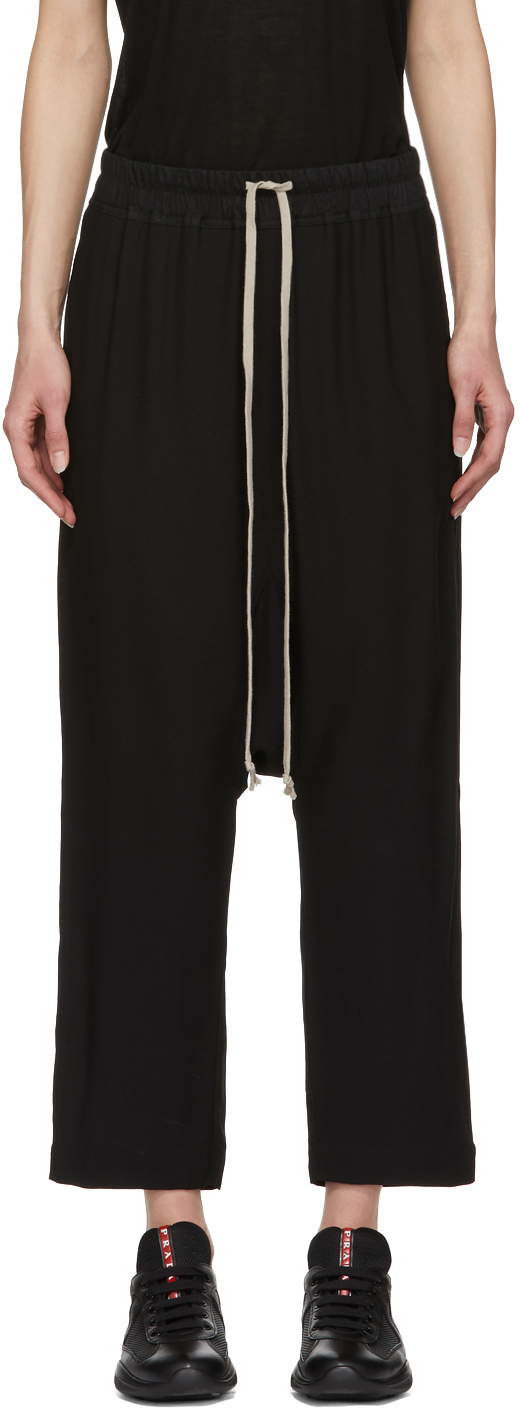 Rick Owens: Black Drawstring Cropped Lounge Pants | SSENSE
