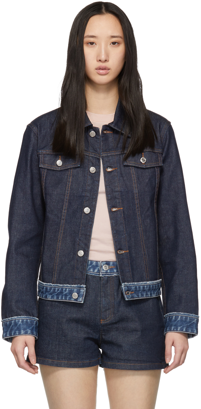 A.P.C.: Indigo Denim Cherry Jacket | SSENSE Canada