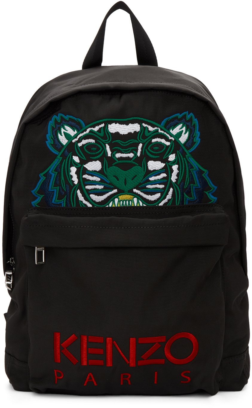 Kenzo: Black XL Tiger Backpack | SSENSE UK