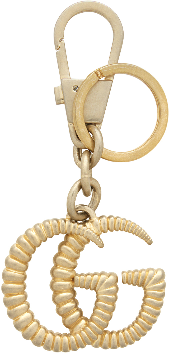 Gucci: Gold Rib GG Keychain | SSENSE