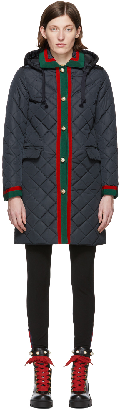 Gucci: Navy Quilted Jacket | SSENSE