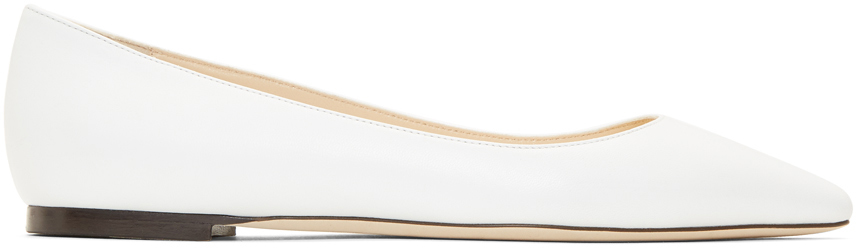 Jimmy Choo: White Leather Romy Flats | SSENSE