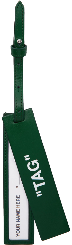 Off-White: Green Quote Luggage Tag | SSENSE