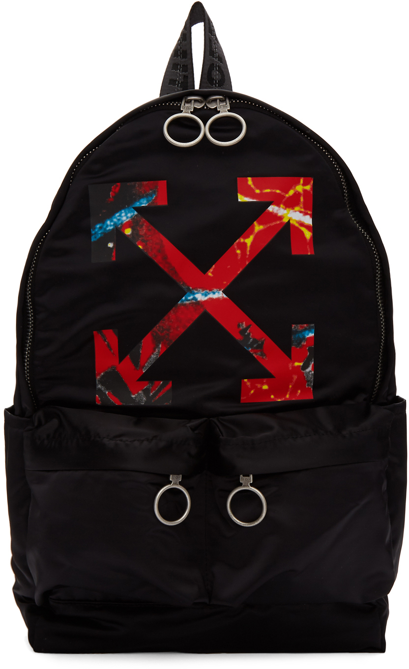 Off-White: Black & Red Arrows Backpack | SSENSE Canada