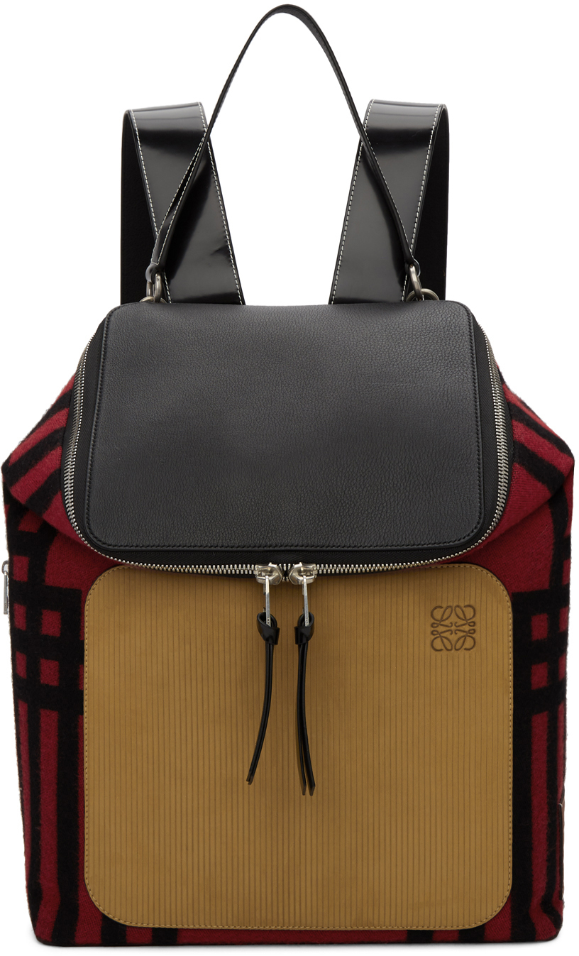 Loewe: Red & Black Mackintosh Backpack | SSENSE UK