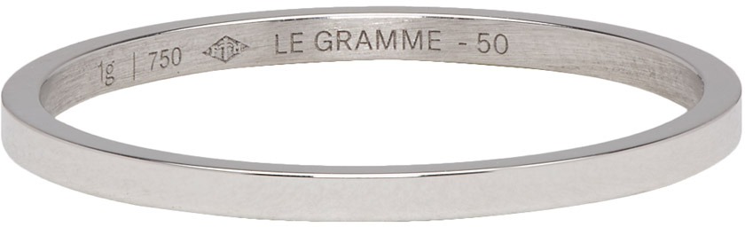 Le Gramme: White Gold Polished 'Le 1 Grammes' Wedding Ring | SSENSE