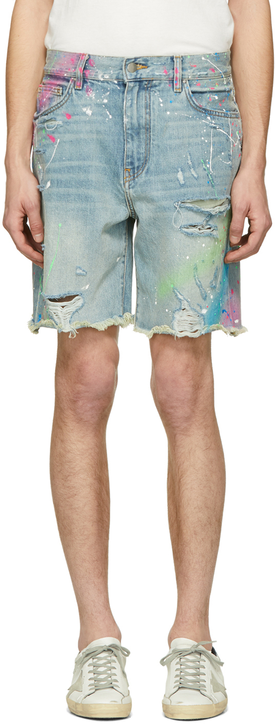 AMIRI: Indigo Trasher Graffiti Shorts | SSENSE UK