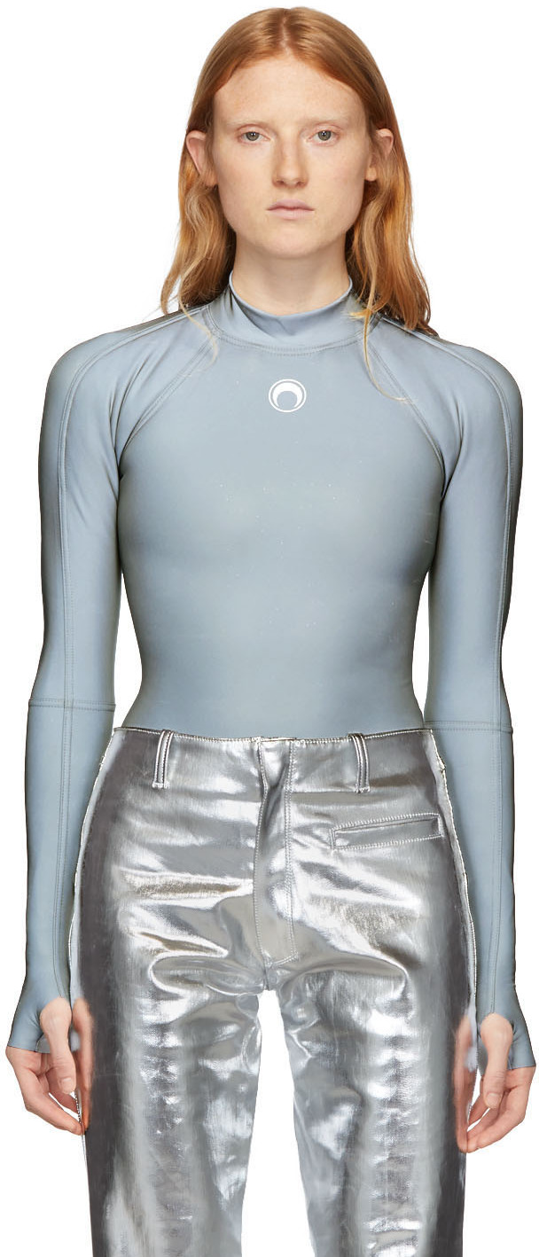 Marine Serre: Silver Reflective Bodysuit | SSENSE Canada