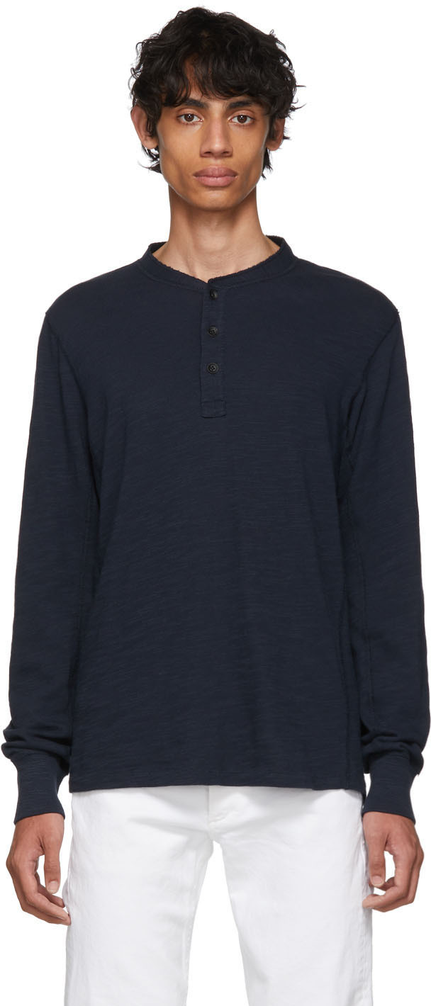 rag & bone: Navy Classic Henley | SSENSE