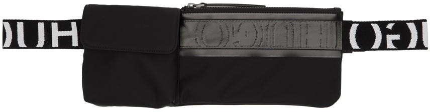 Hugo: Black Reverse Logo Belt Bag | SSENSE Canada