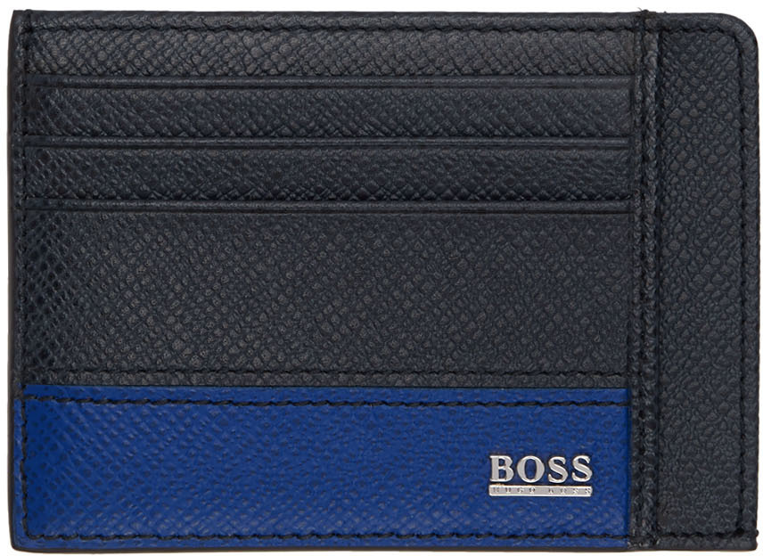 BOSS: Blue Two Sided Card Holder | SSENSE UK