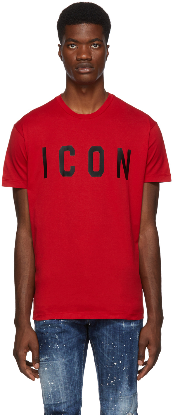 Dsquared2: Red 'Icon' T-Shirt | SSENSE