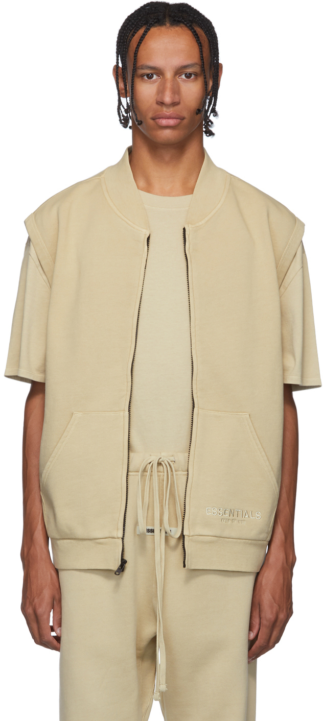 Essentials: SSENSE Exclusive Beige Sleeveless Zip-Up Sweater | SSENSE Essentials: SSENSE Exclusive Beige Sleeveless Zip-Up Sweater | SSENSE