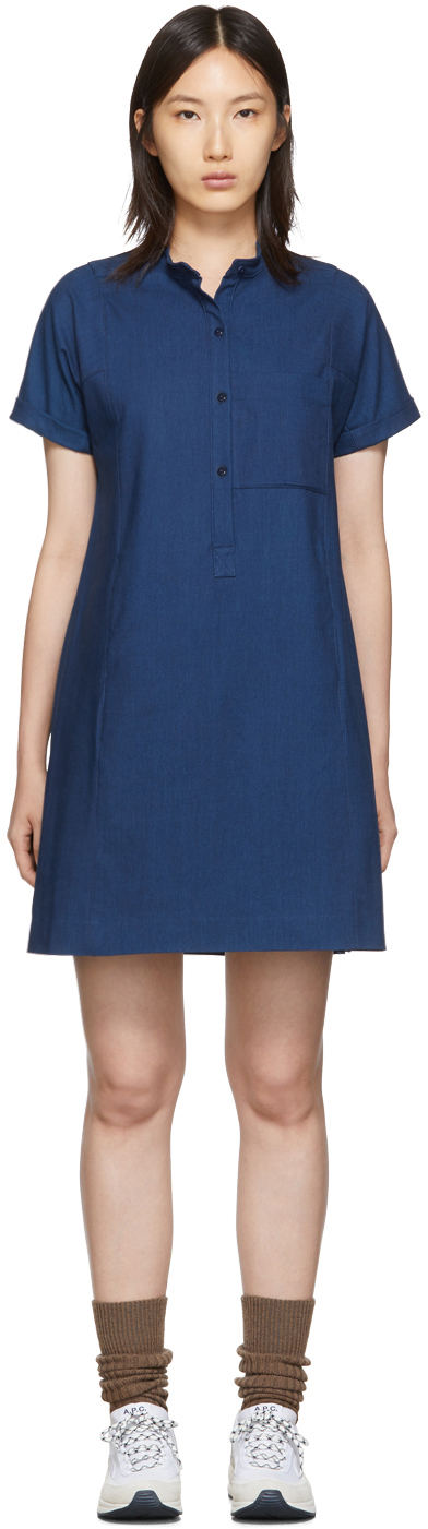 A.P.C.: Indigo Temple Dress | SSENSE Canada