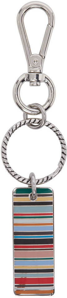 Paul Smith: Multicolor Stripe Tag Keyring | SSENSE