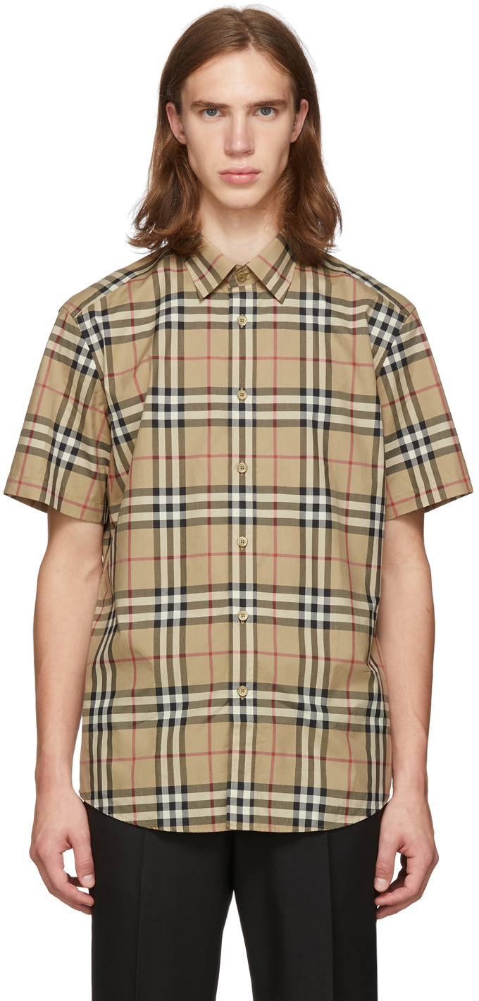Burberry: Beige Check Caxton Shirt | SSENSE UK