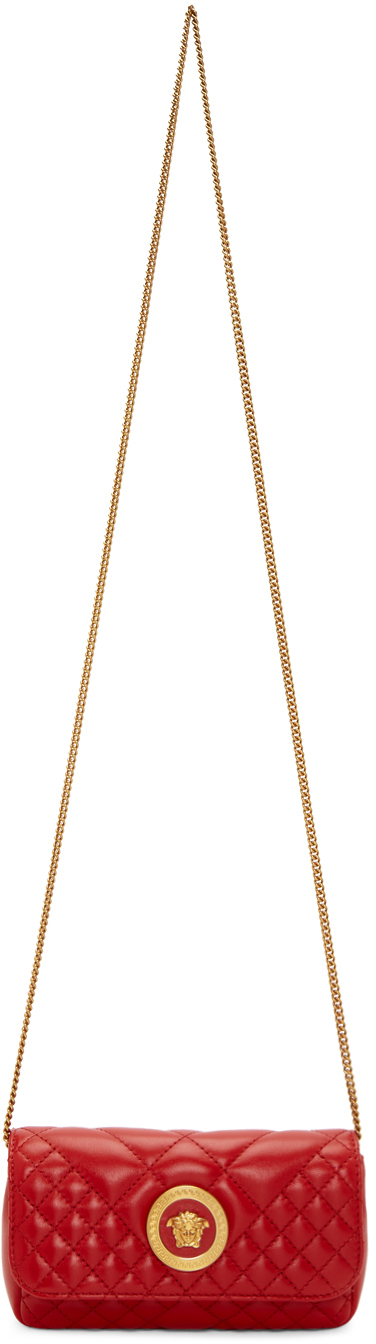 Versace: Red Mini Quilted Icon Bag | SSENSE Canada