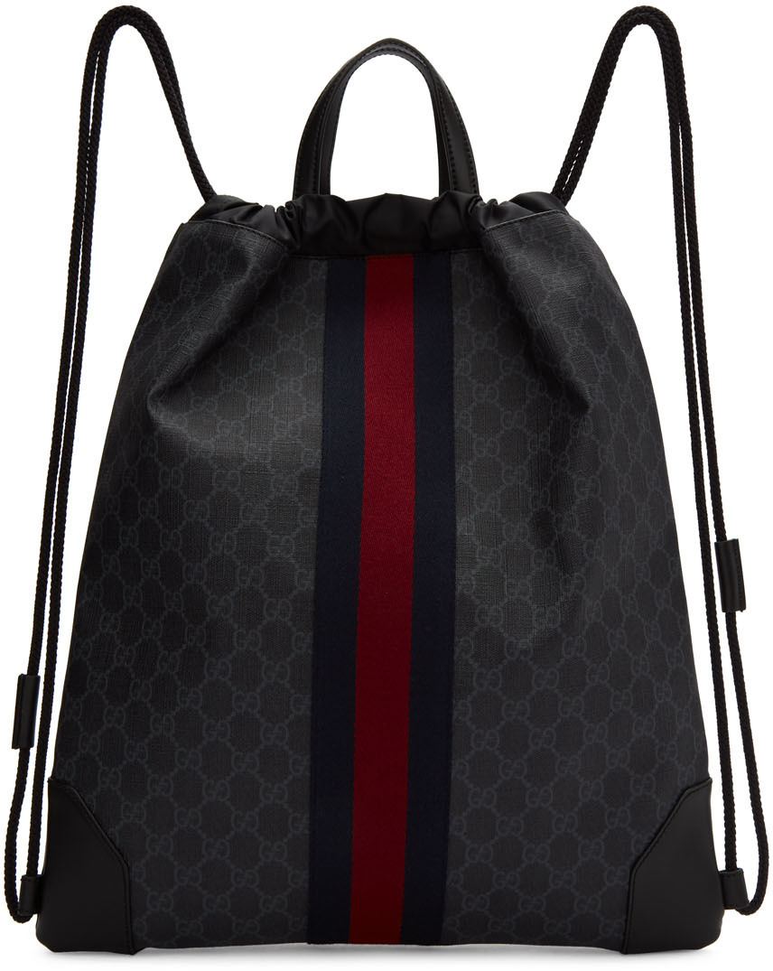 Gucci: Black GG Supreme Zaino Backpack | SSENSE UK