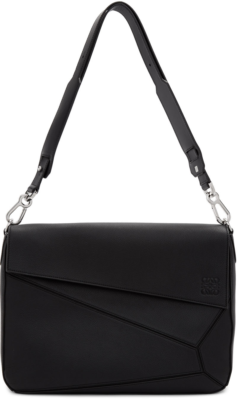 Loewe: Black Puzzle Messenger Bag | SSENSE 대한민국