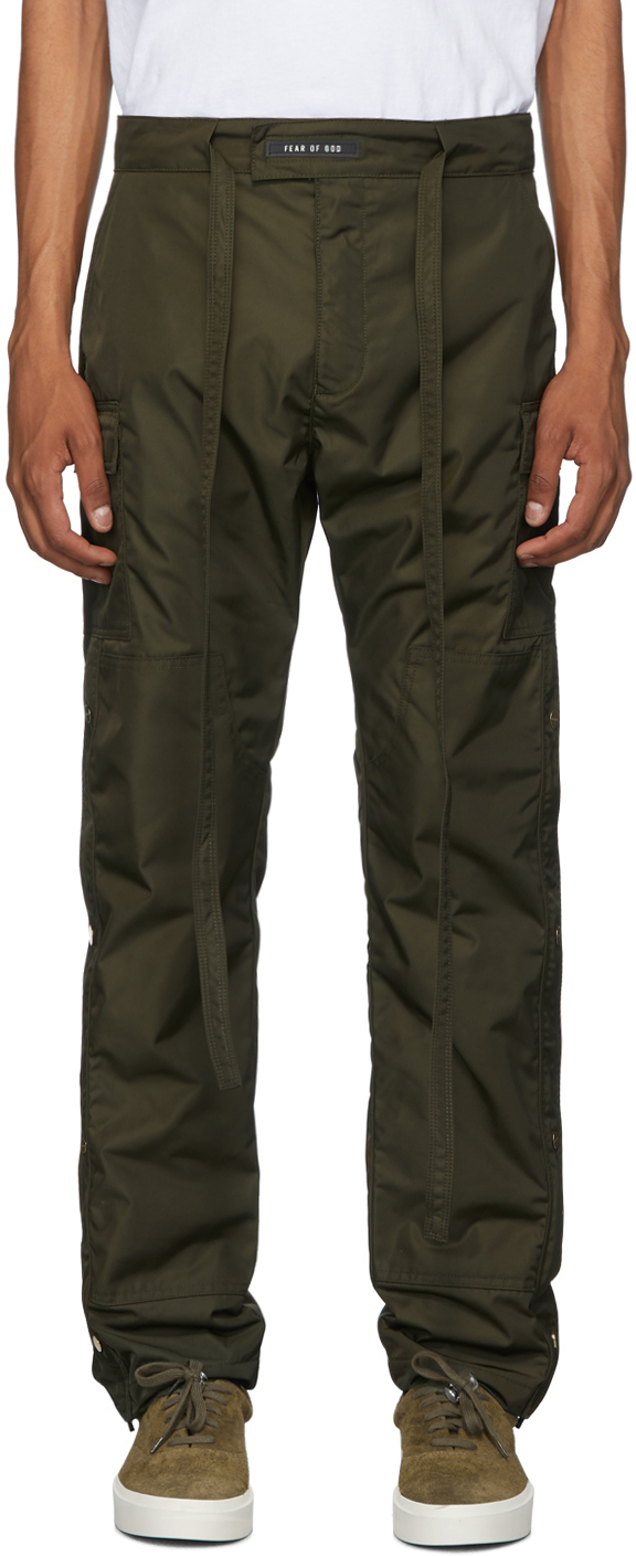 Fear of God: Green Nylon Snap Cargo Pants | SSENSE UK Fear of God: Green Nylon Snap Cargo Pants | SSENSE UK