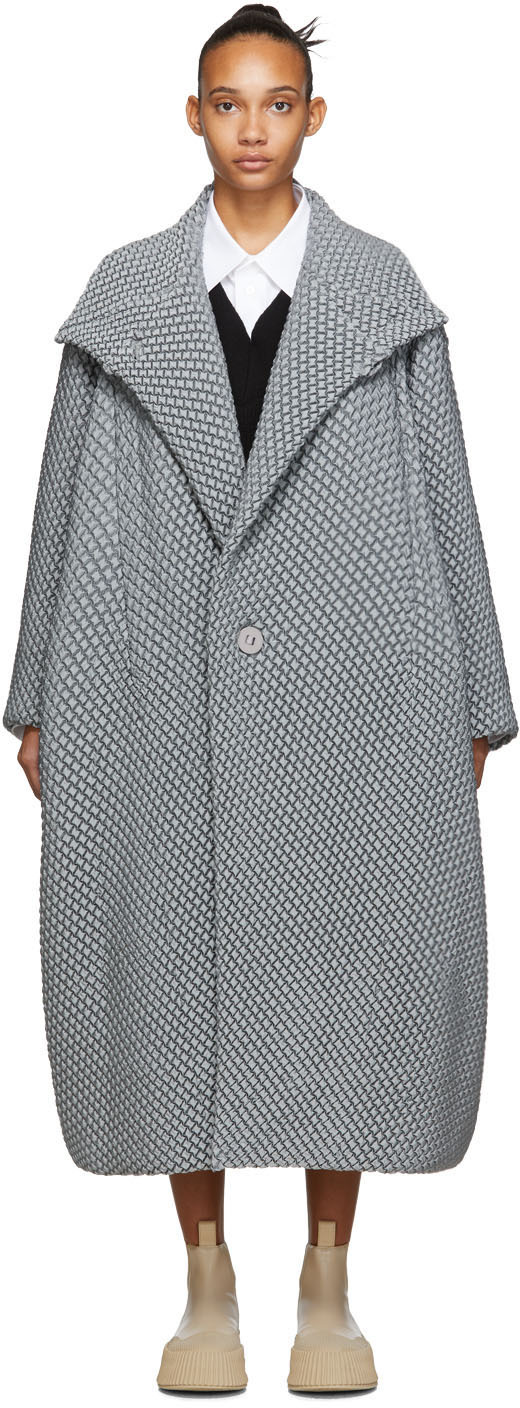 Issey Miyake: Grey Bubble Coat | SSENSE Canada