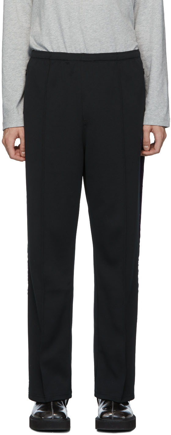 NEEDLES: Black Smooth Side Line Trousers | SSENSE Canada