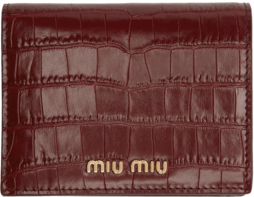 Miu Miu: Red Croc French Wallet | SSENSE Canada