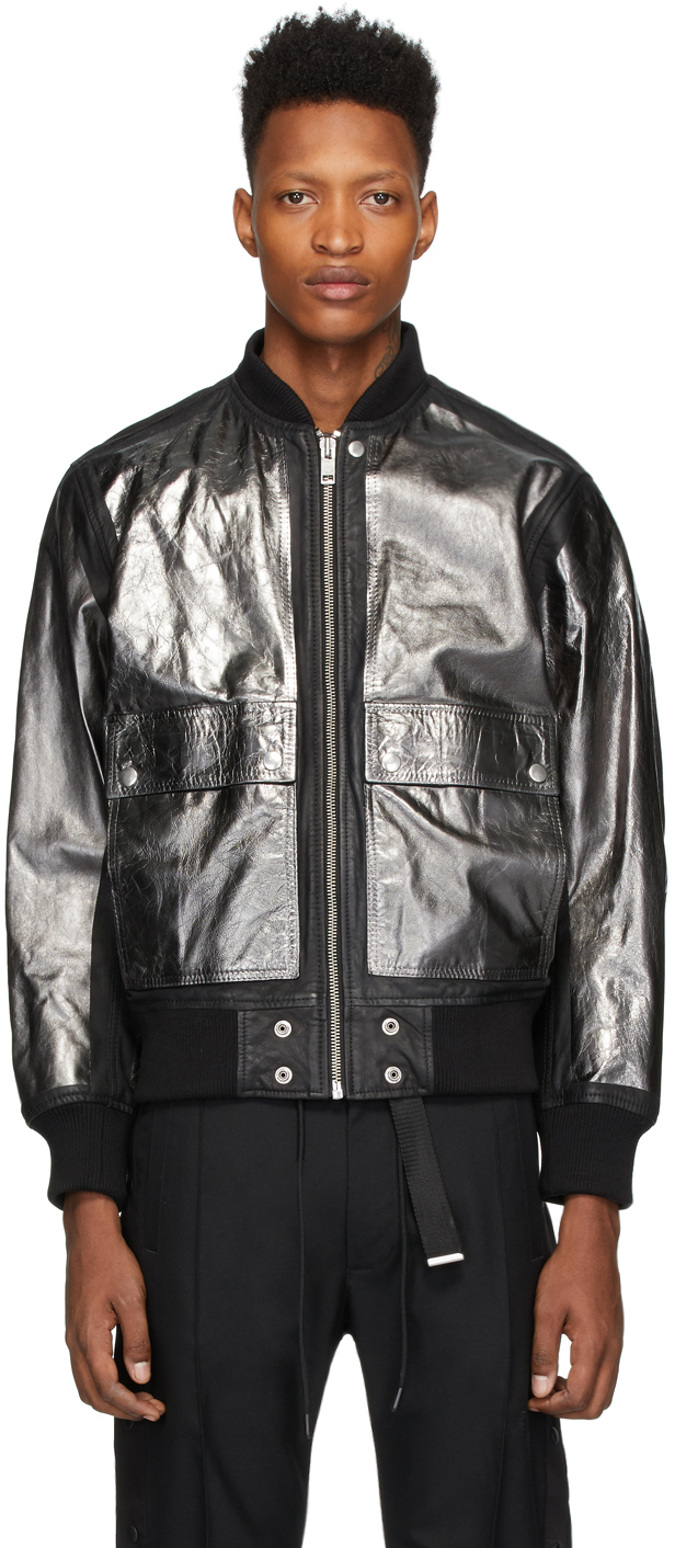 Diesel: Black Leather L-Steward-Foil Jacket | SSENSE UK