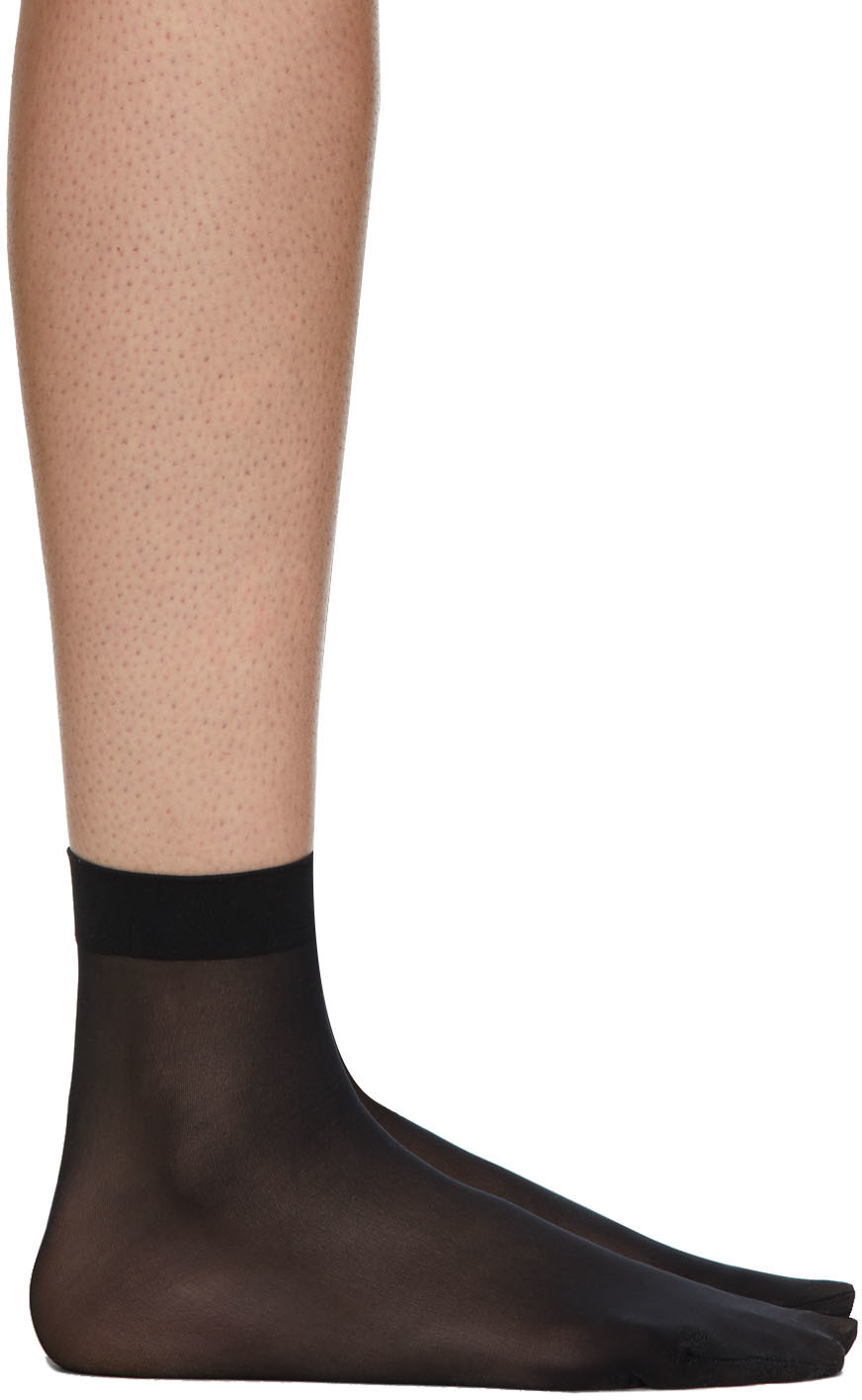 Wolford: Black Individual 10 Ankle-High Socks | SSENSE Canada