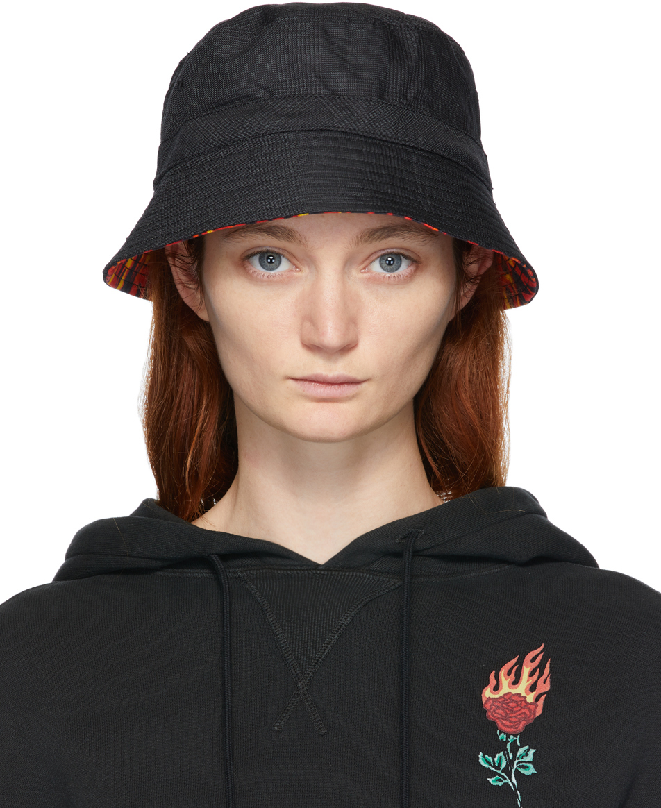 R13: Reversible Orange Flames Bucket Hat | SSENSE Canada