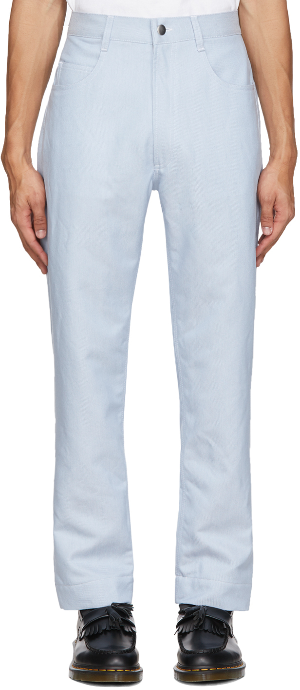 Daniel W. Fletcher: Blue Contrast Stitch Jeans | SSENSE UK