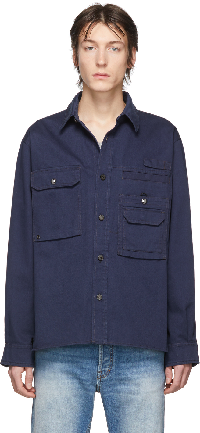 Acne Studios: Navy Twill Back Panel Shirt | SSENSE