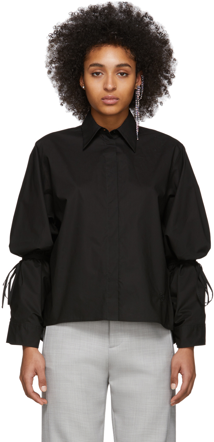 MM6 Maison Margiela: Black String Shirt | SSENSE Canada