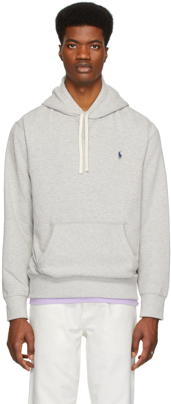 Polo Ralph Lauren: Grey 'RL' Fleece Hoodie | SSENSE