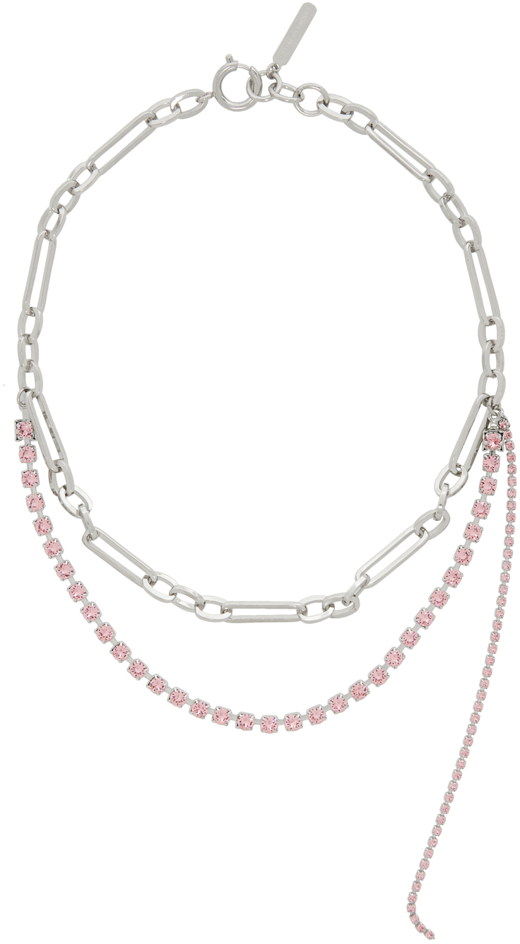 Justine Clenquet: Silver & Pink Bianca Necklace | SSENSE Canada