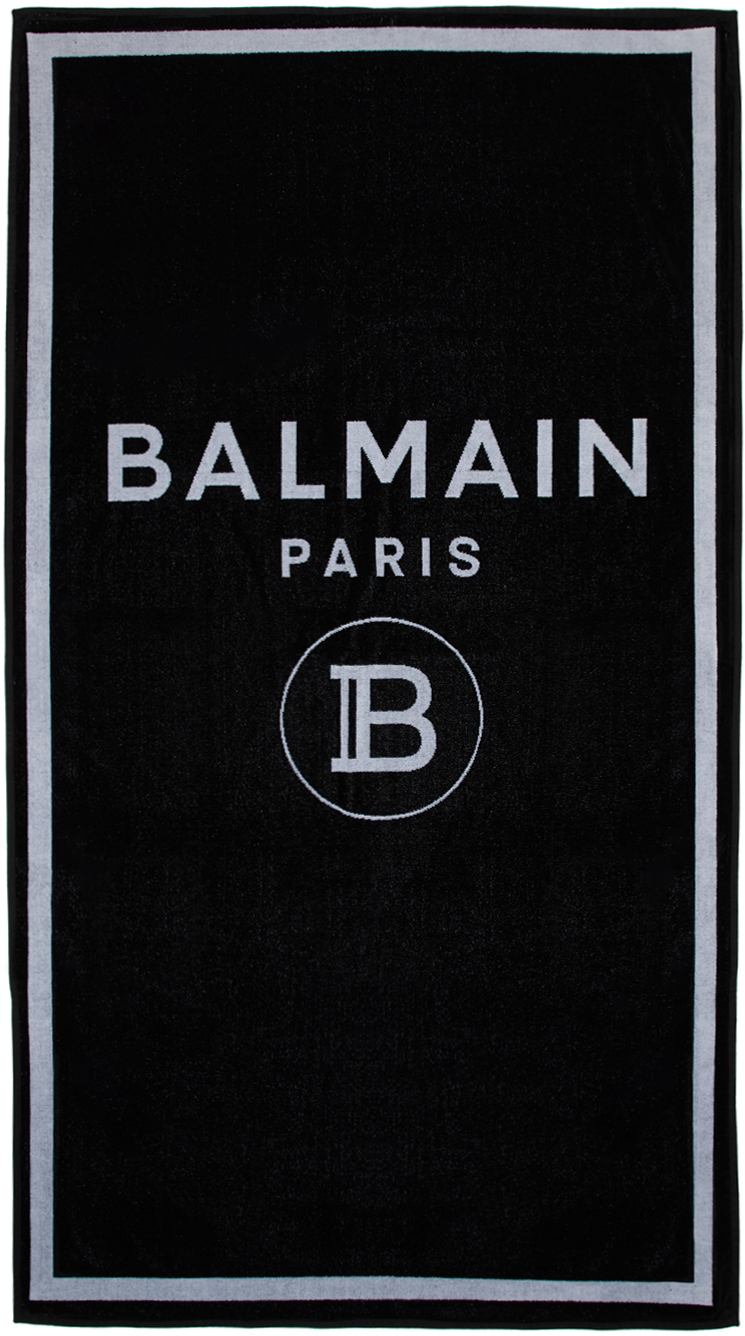 Balmain: Black Logo Towel | SSENSE Canada