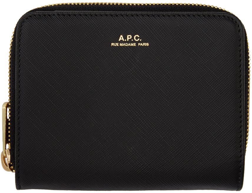 A.P.C.: Black Emmanuelle Compact Wallet | SSENSE UK